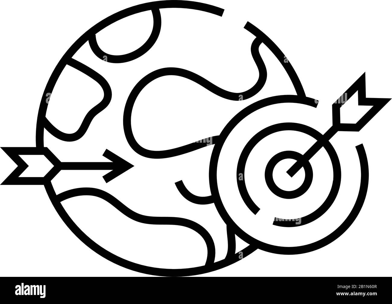 Global goal line icon, concept sign, outline vector illustration ... Global goal line icon, concept sign, outline vector illustration ...
