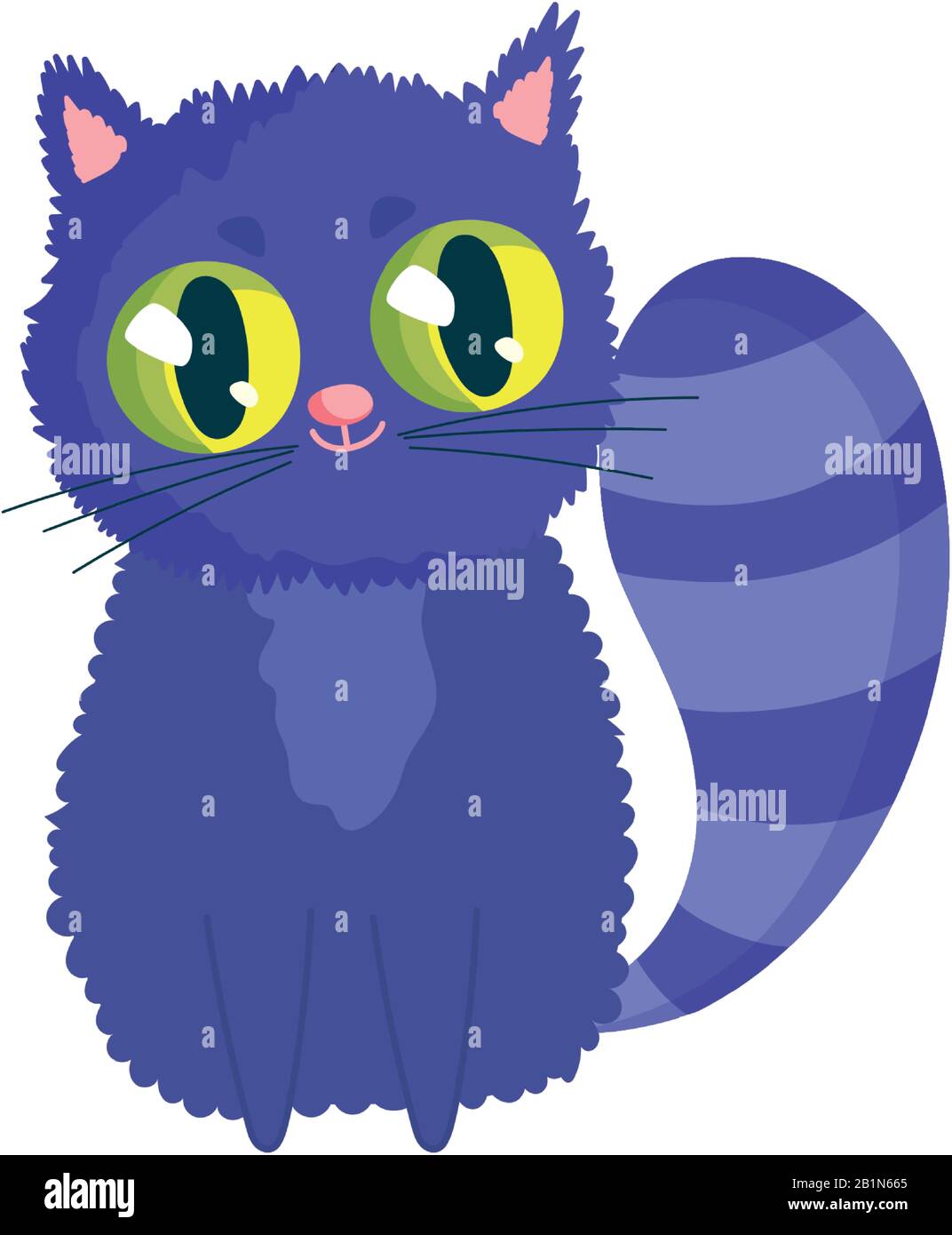 cute cat feline cartoon striped tail icon design vector illustration ...