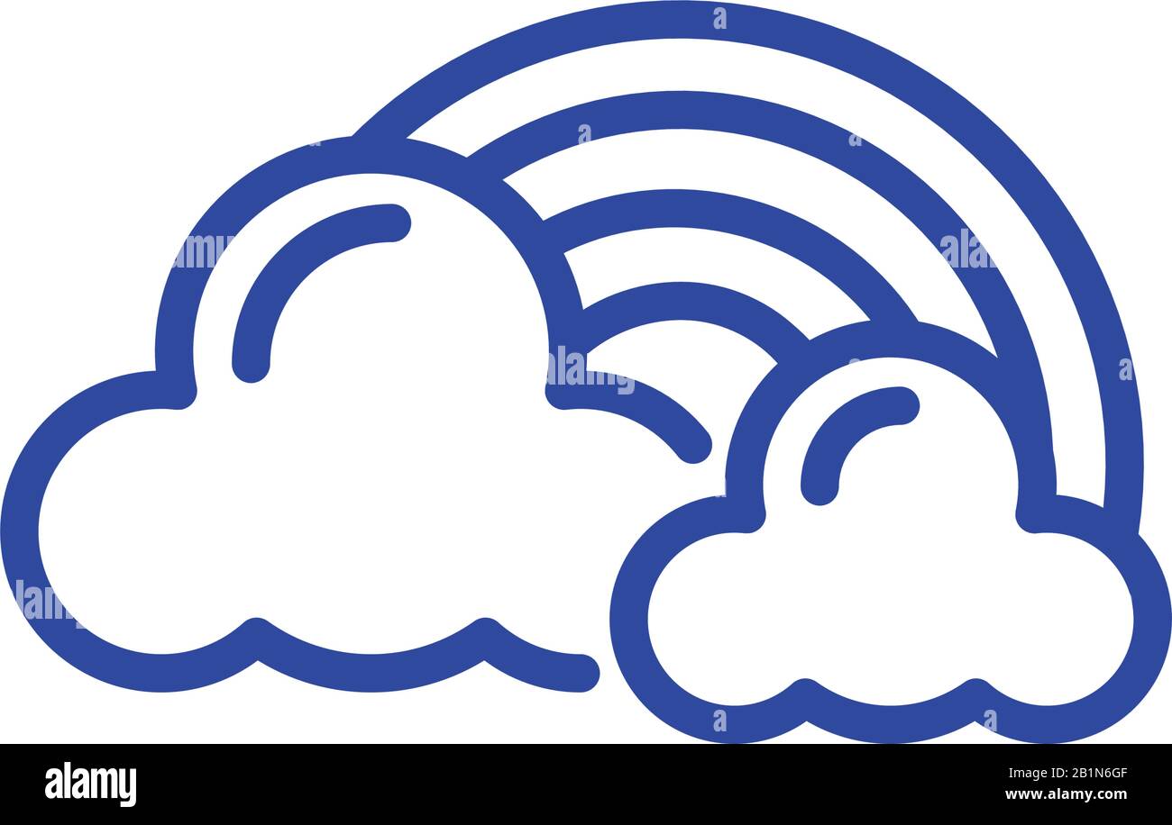 clouds and rainbow icon over white background, line style icon, vector ...