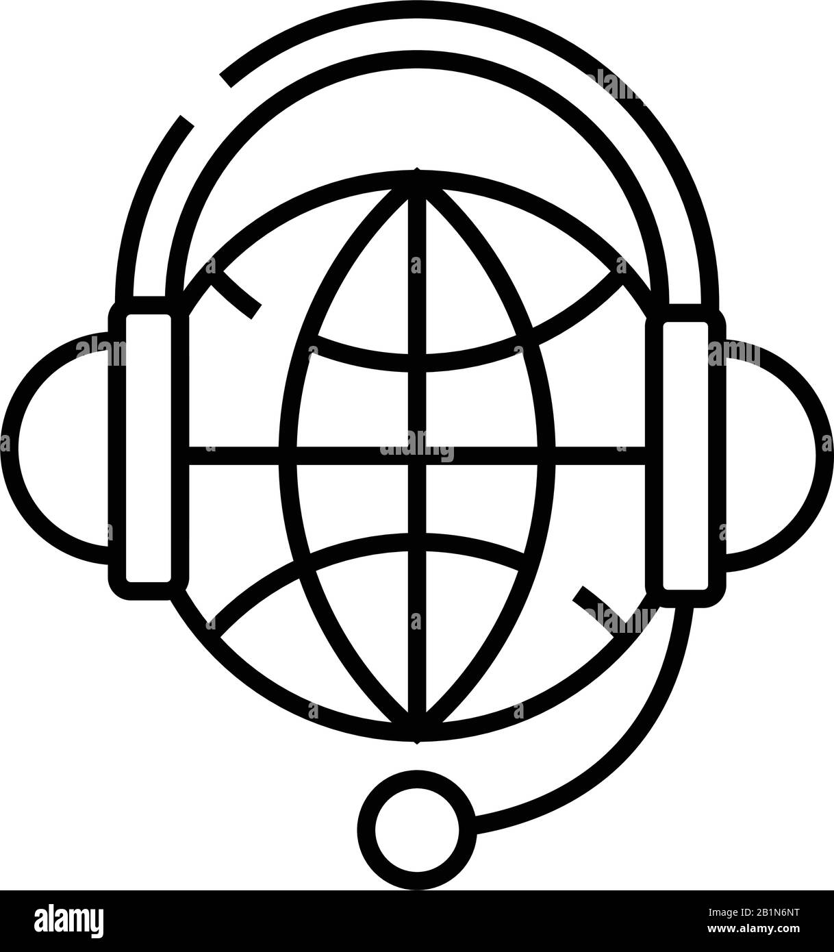 Global connection line icon, concept sign, outline vector illustration ...