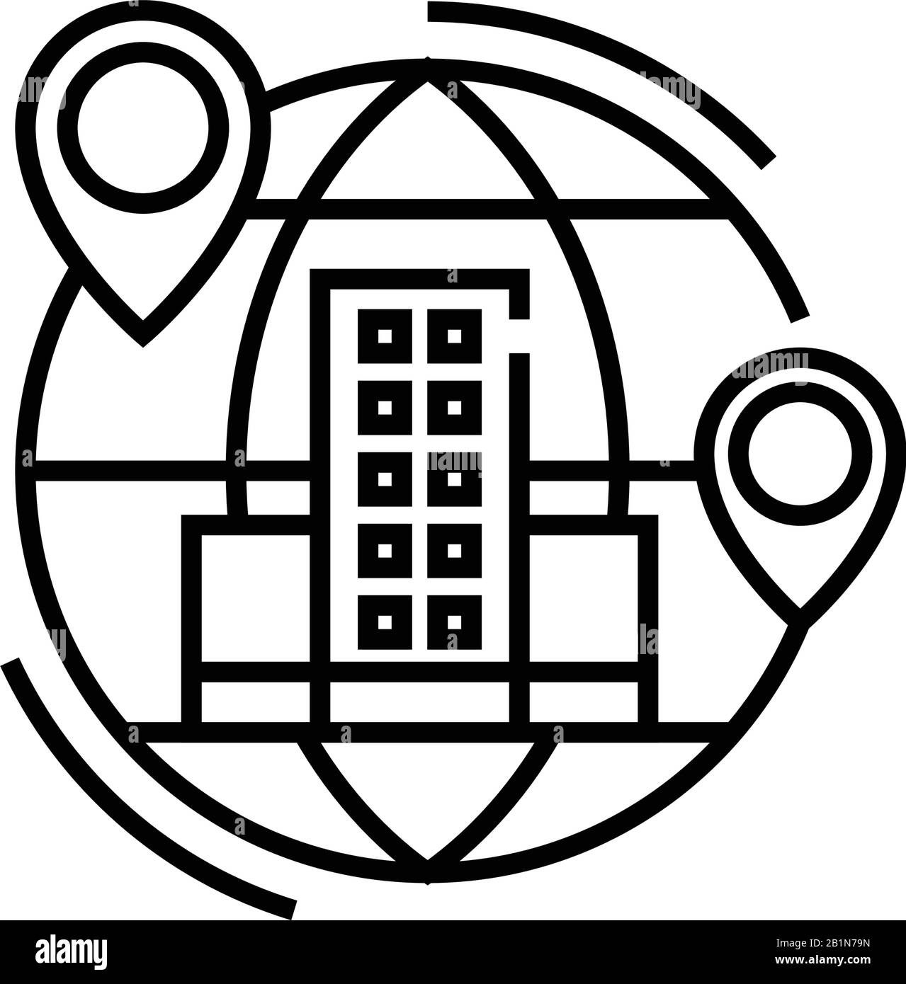Industry locations line icon, concept sign, outline vector illustration ...