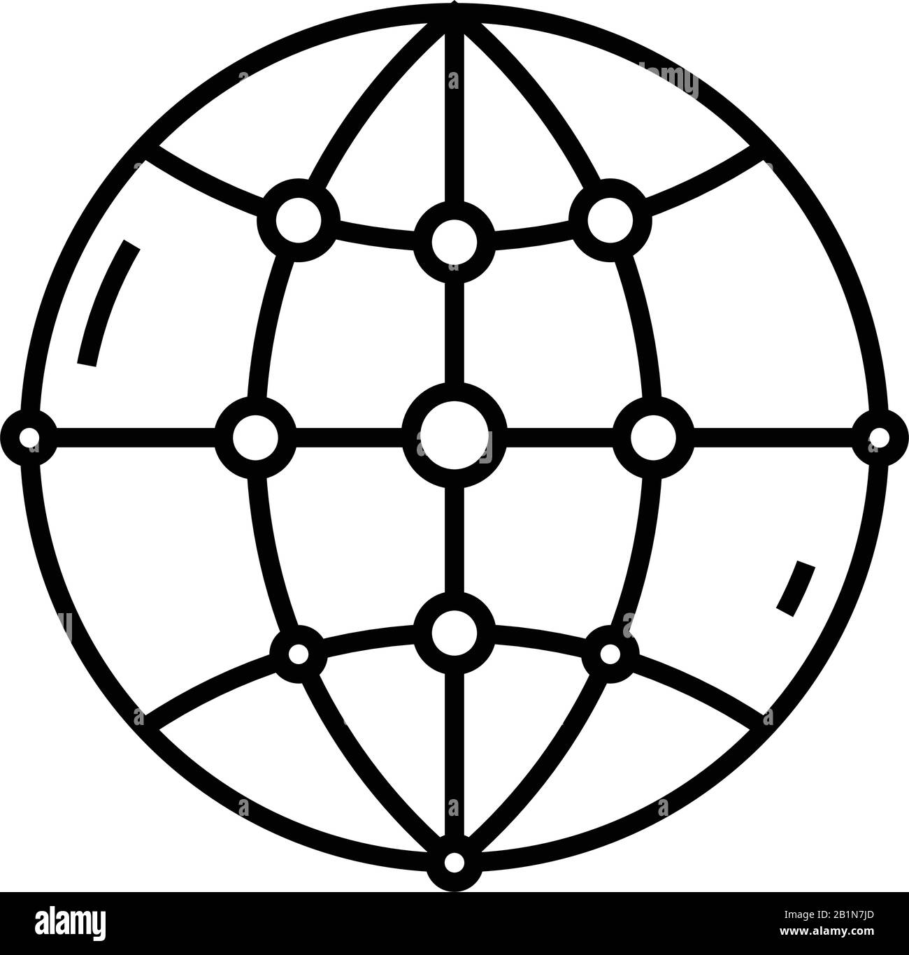 Global network line icon, concept sign, outline vector illustration ...