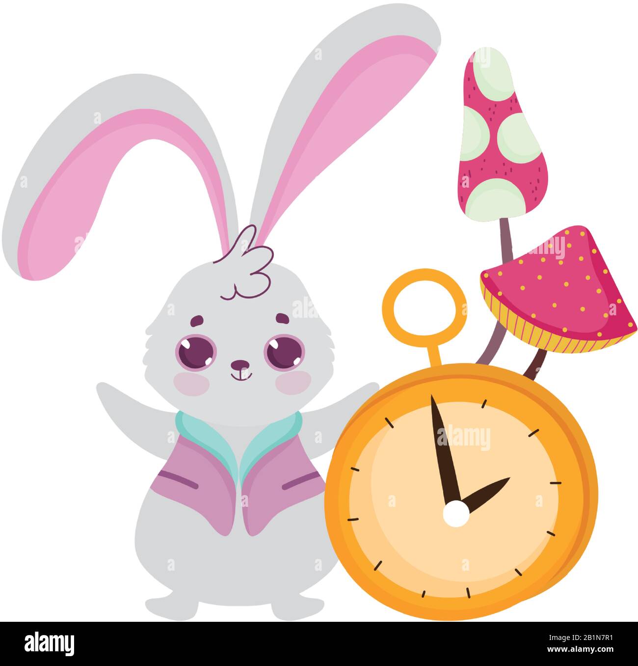 wonderland, cat lamp clock cartoon character vector illustration Stock ...