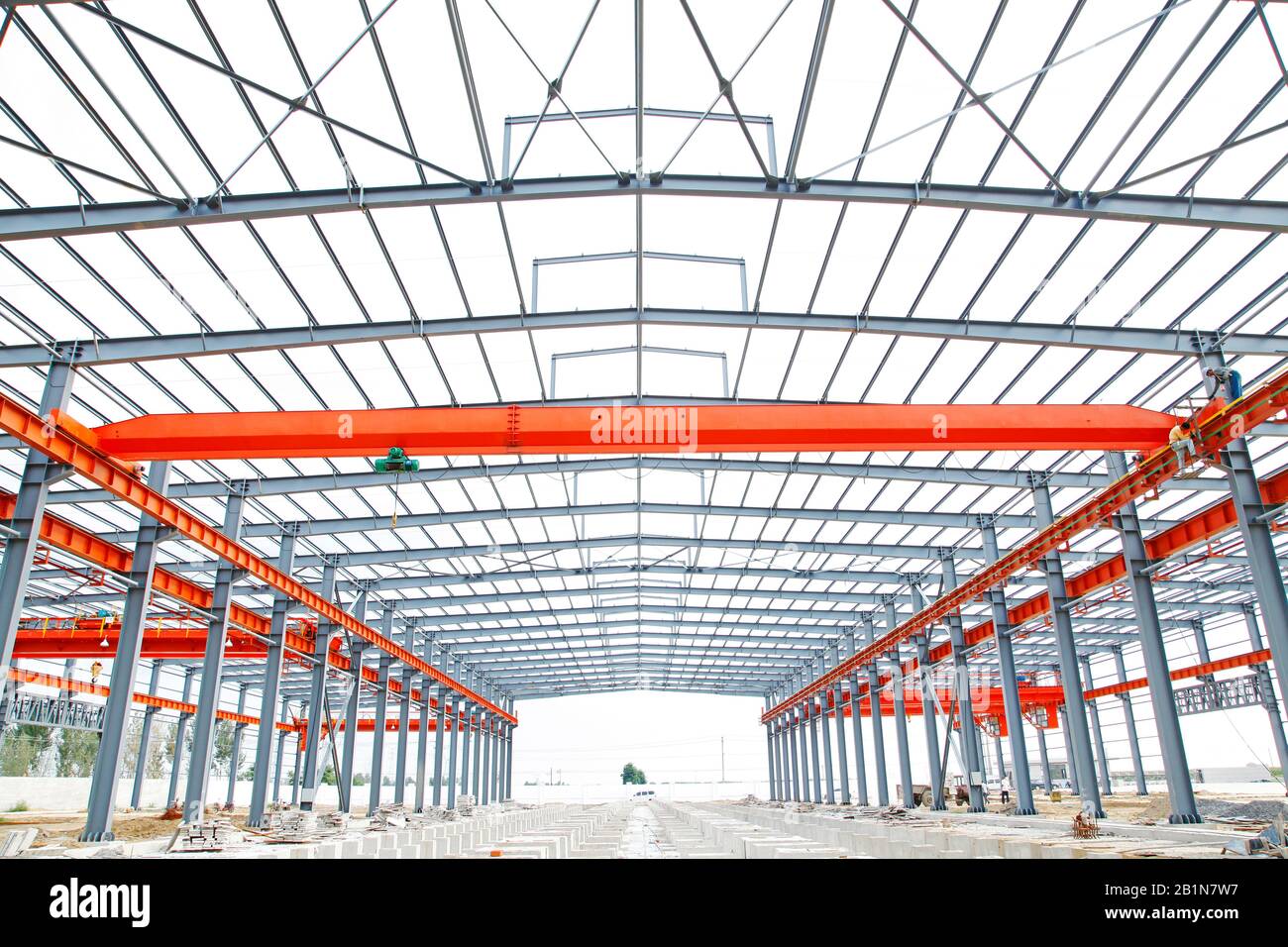 In the construction site, steel structure is under construction Stock ...