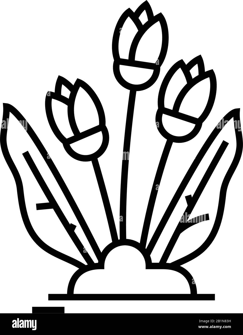 Growing flowers line icon, concept sign, outline vector illustration ...