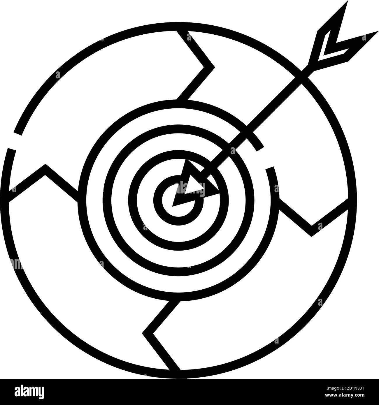 Hit the aim line icon, concept sign, outline vector illustration ...
