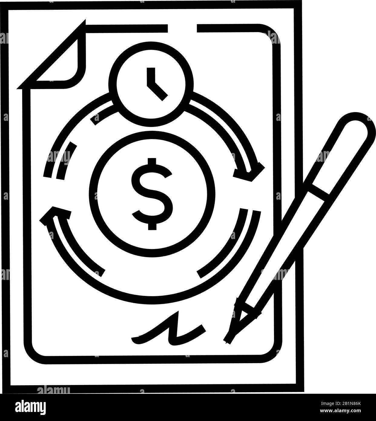 Income scheme line icon, concept sign, outline vector illustration ...