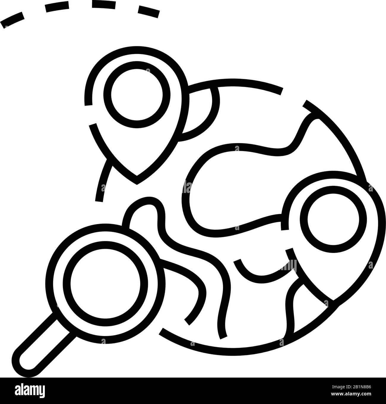 Geolocation search line icon, concept sign, outline vector illustration ...