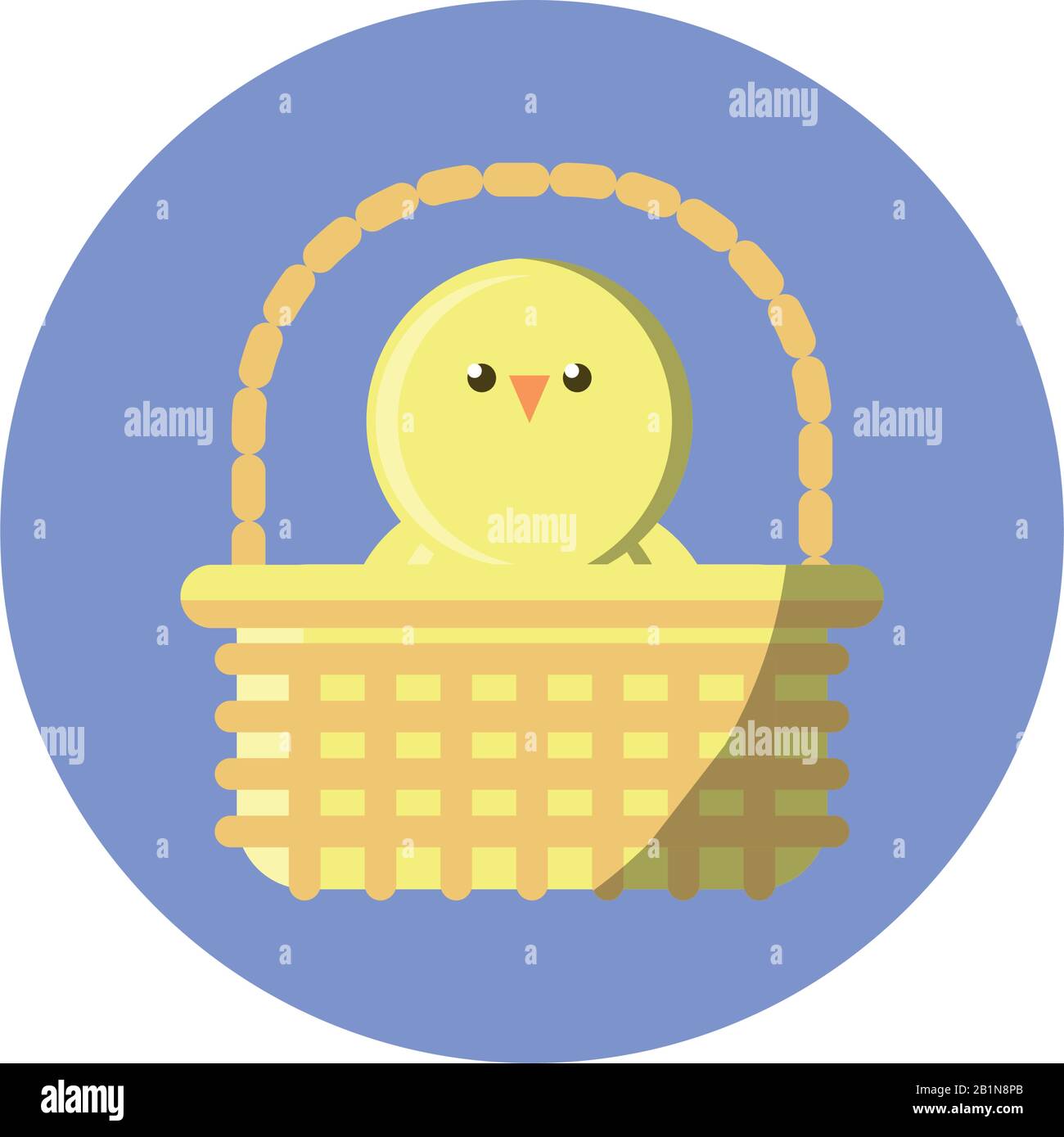 basket with cute chicken icon over white background, block style ...