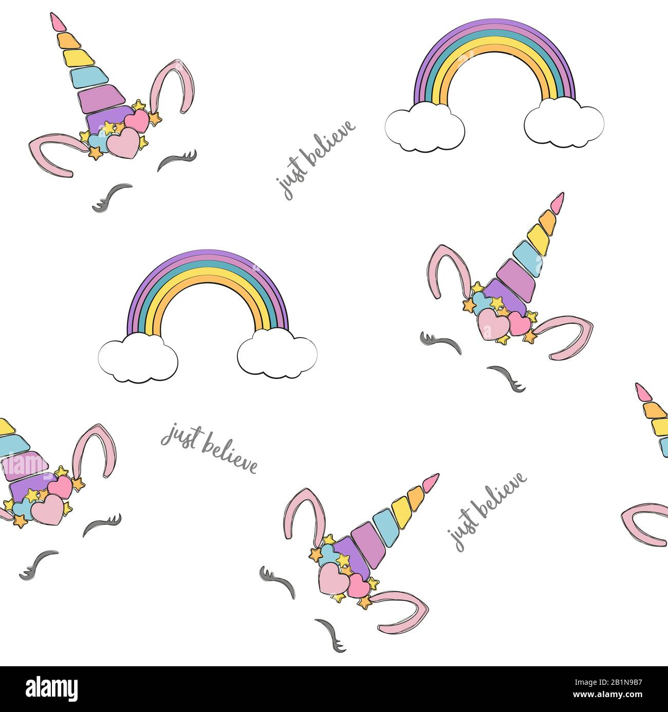 Unicorn seamless pattern vector illustration. Birthday theme unicorns ...