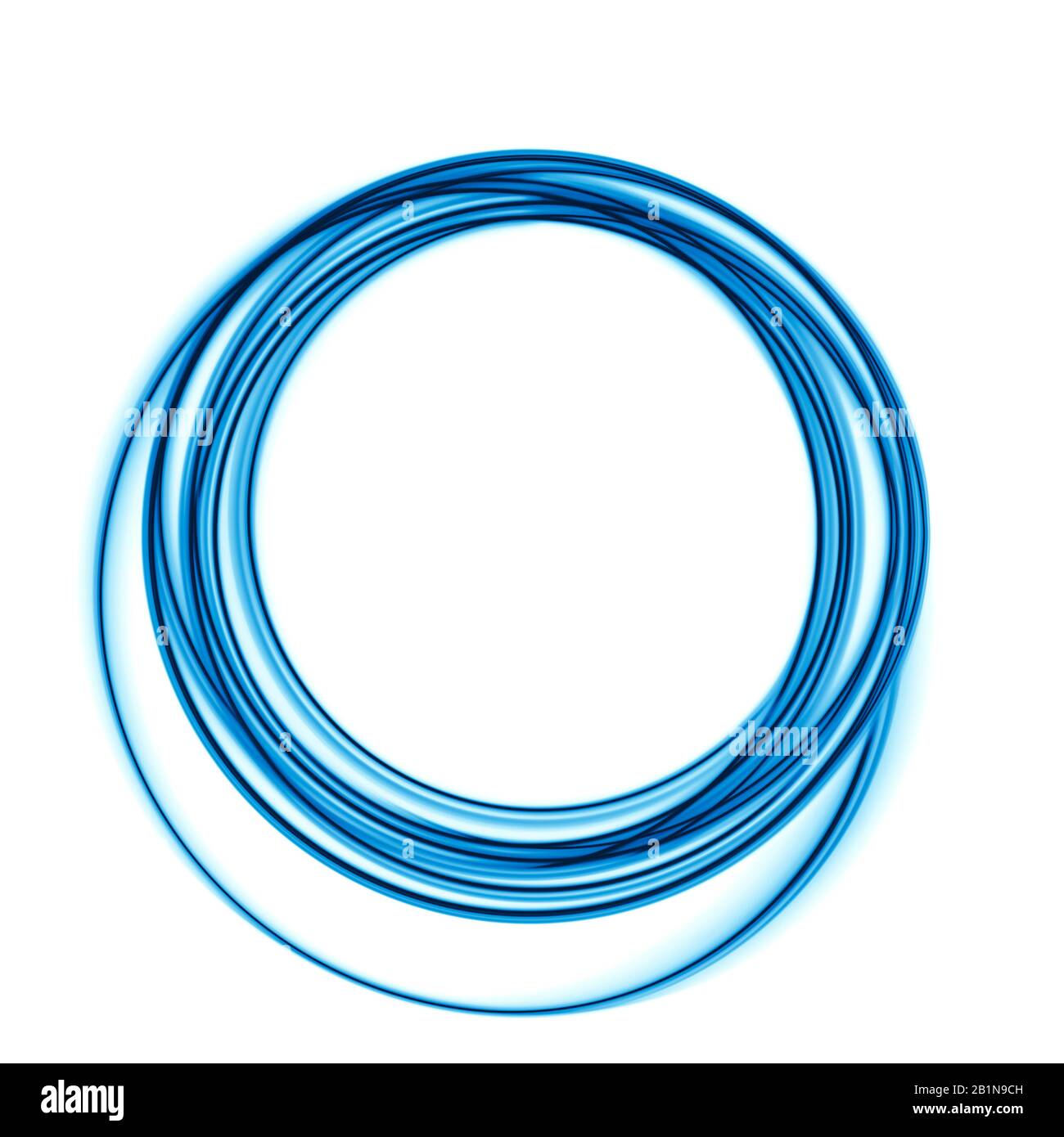3D computer graphic, blue cable in shape of a circle against white ...