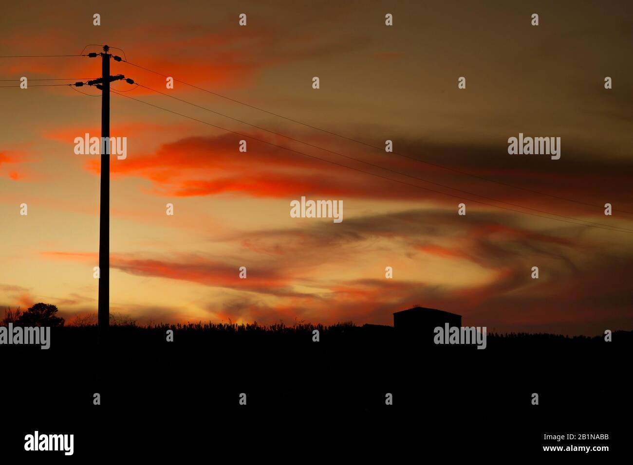 Power lines sunset power line germany power lines sunset hi-res stock ...