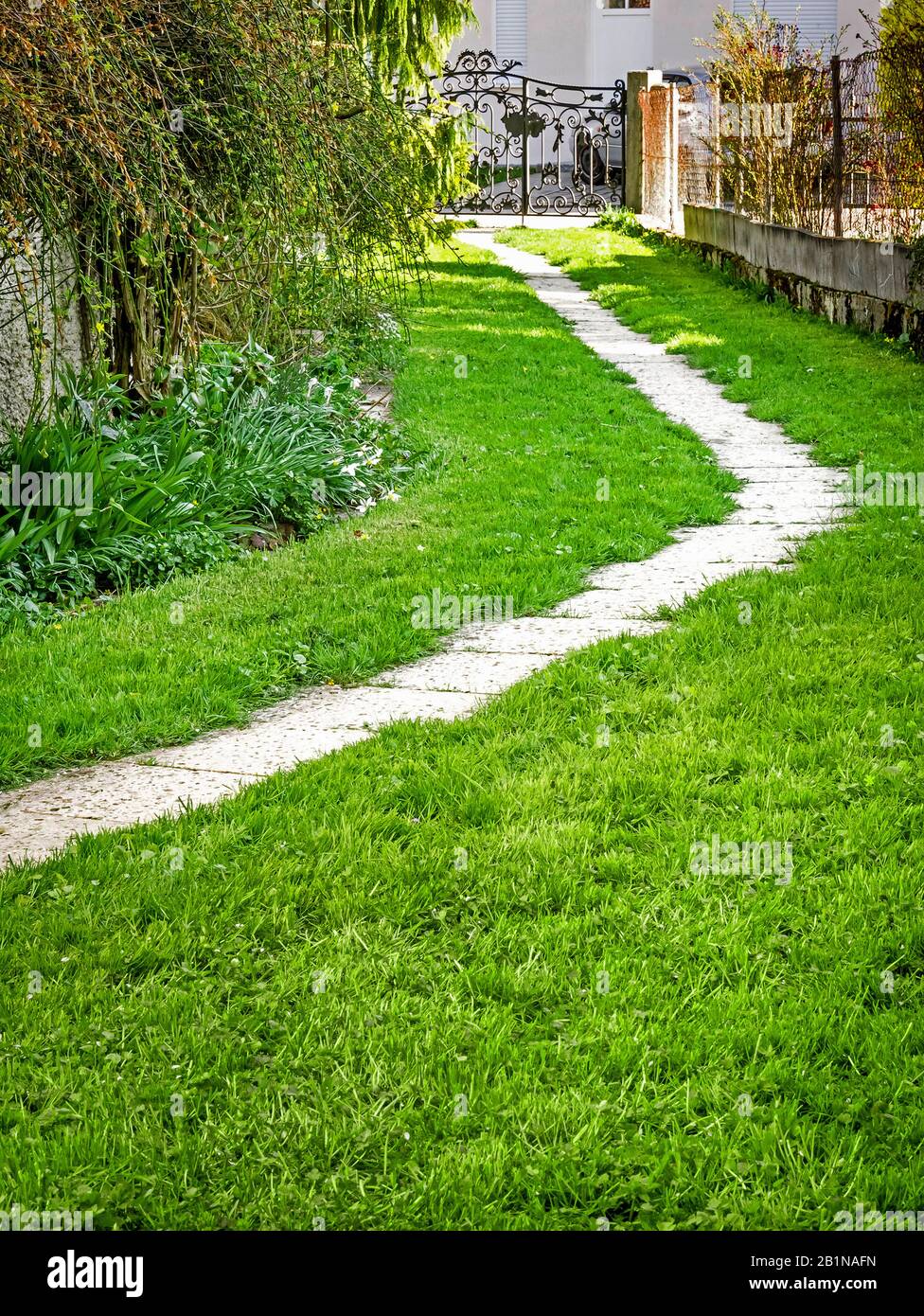 path through a garden, Germany, Bavaria Stock Photo - Alamy