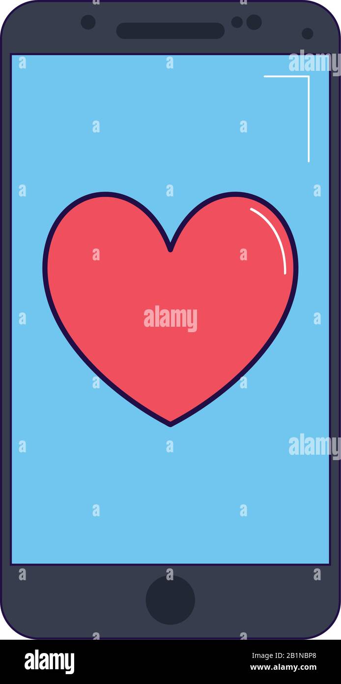 smartphone with heart icon over white background, vector illustration ...