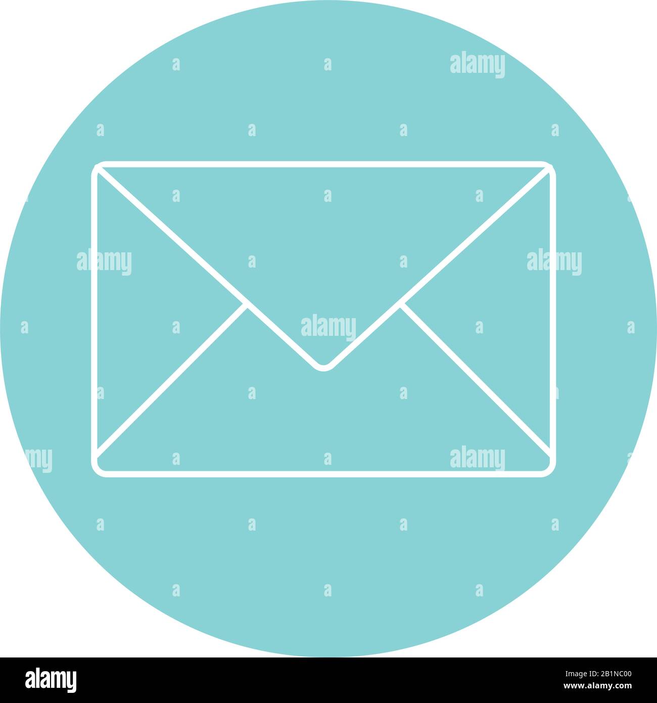 envelope icon over blue circle and white background, vector ...