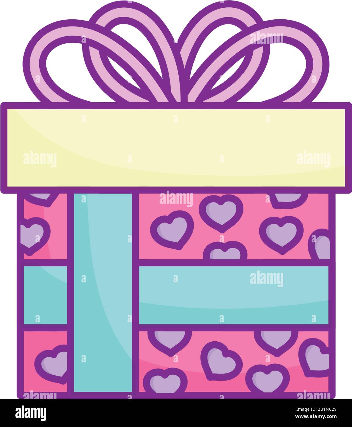 happy valentines day, gift box surprise ribbon hearts cartoon vector ...