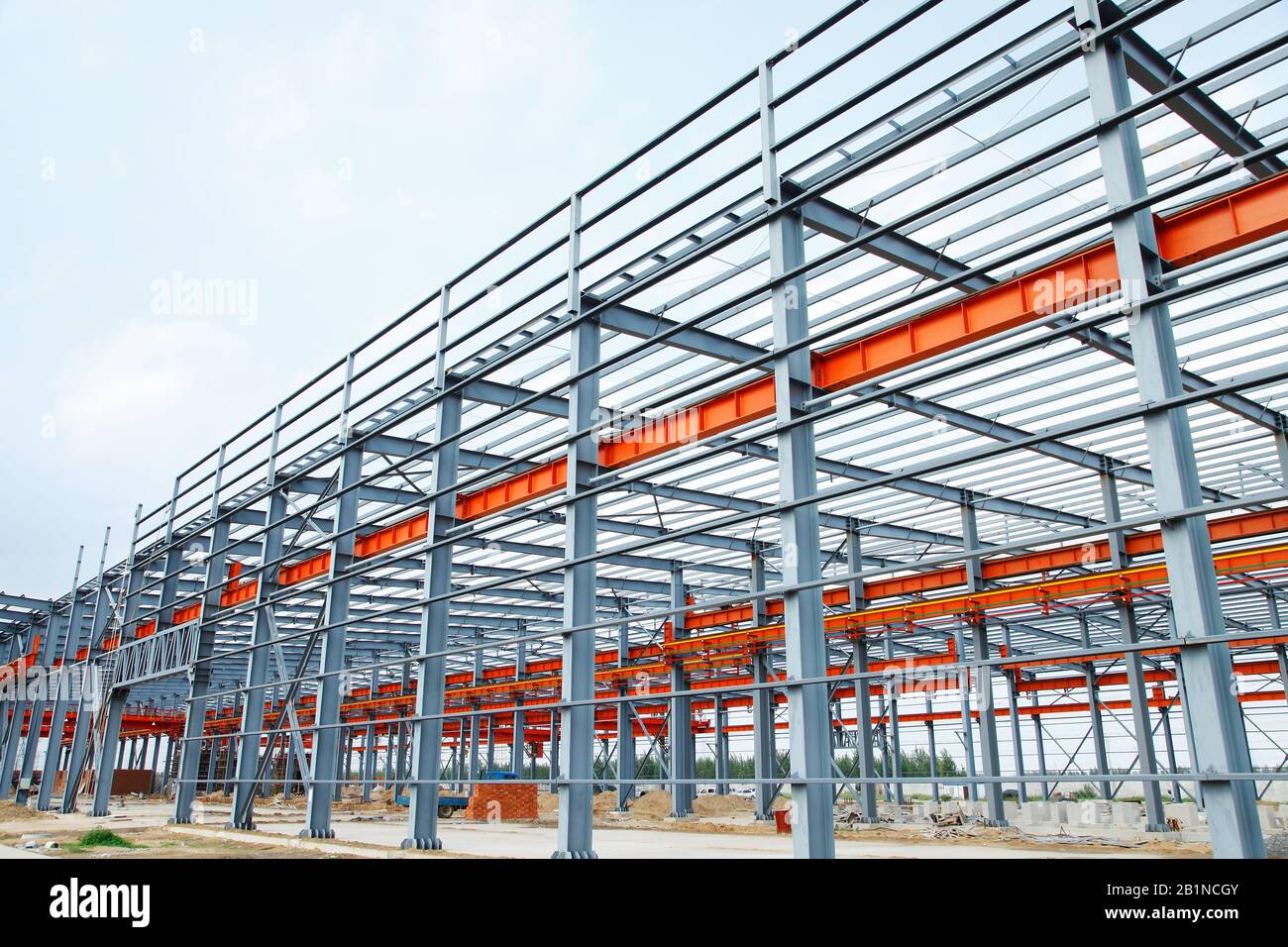 In the construction site, steel structure is under construction Stock ...