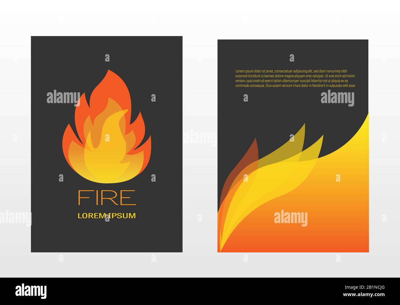 Fire icon logo visual identity. A4 brochure design template vector ...