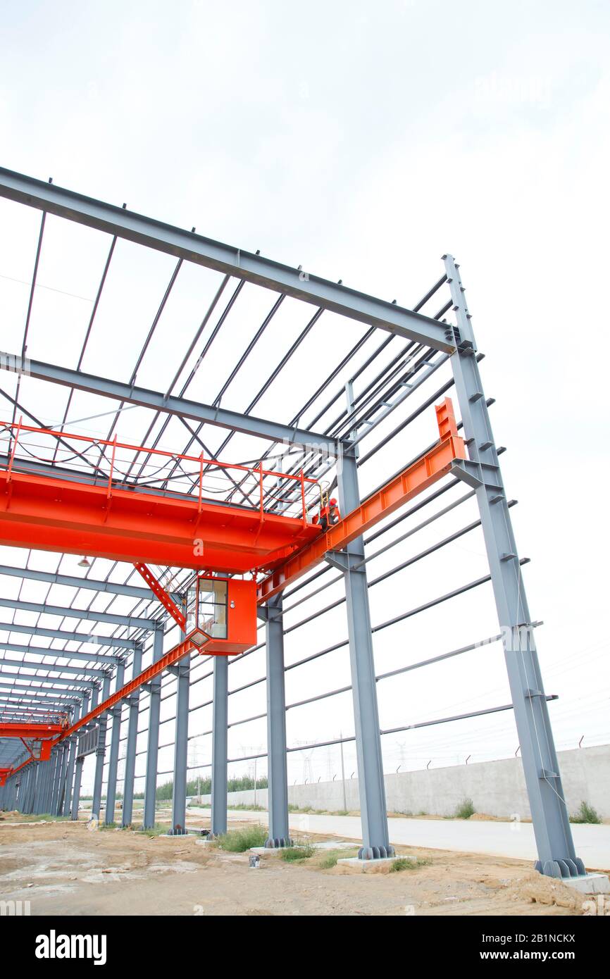 In the construction site, steel structure is under construction Stock ...