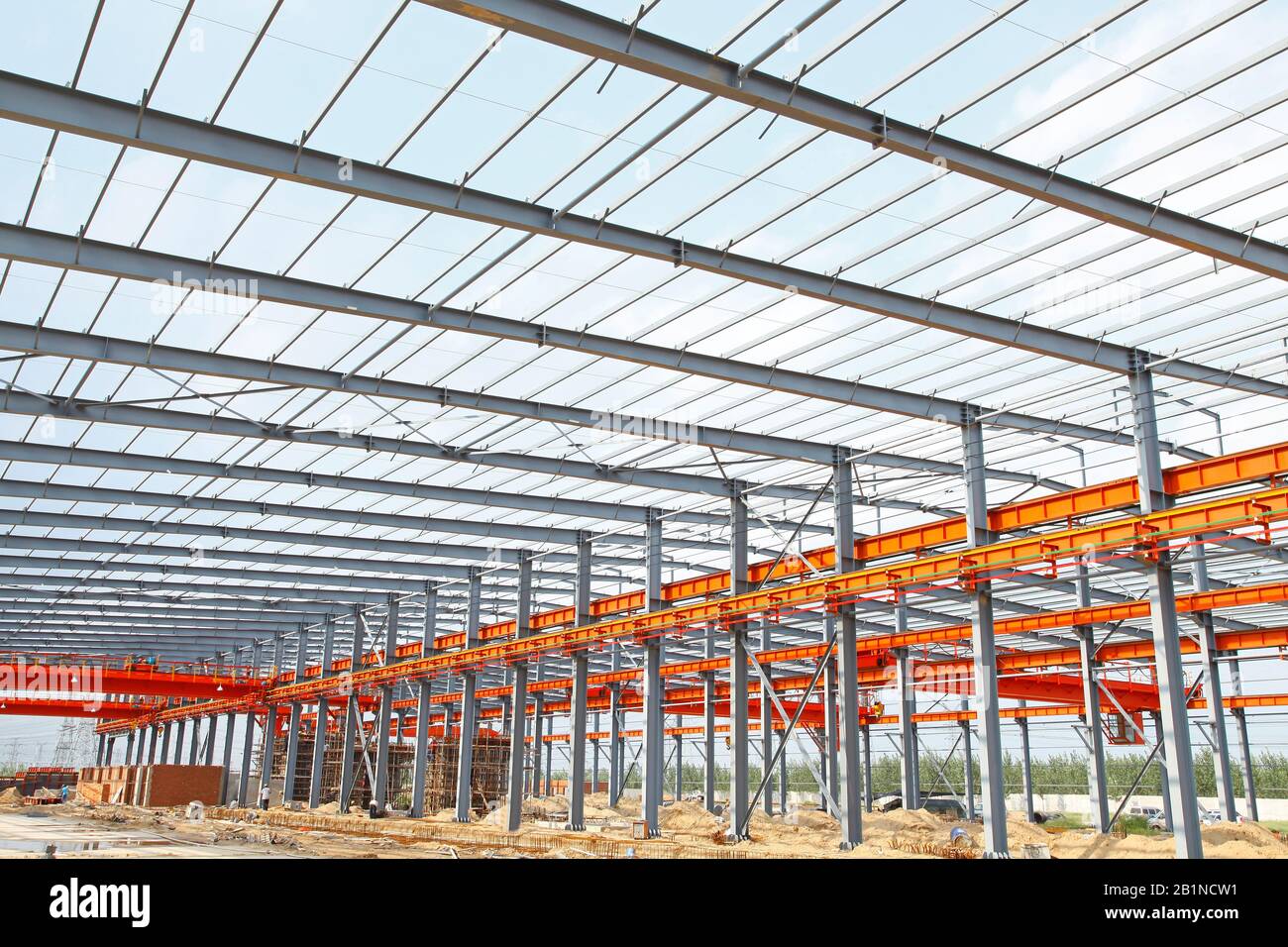 In the construction site, steel structure is under construction Stock ...