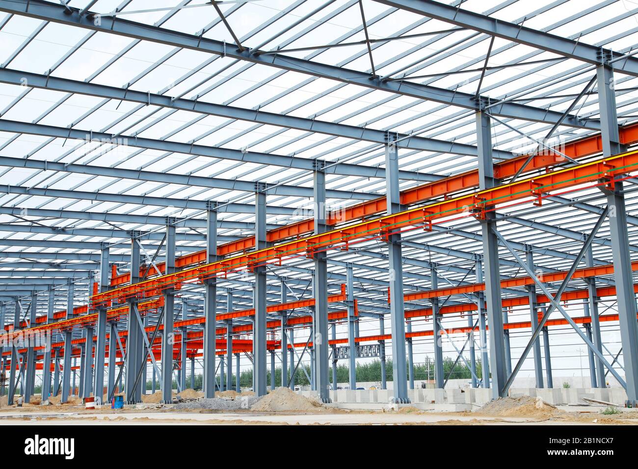 In the construction site, steel structure is under construction Stock ...