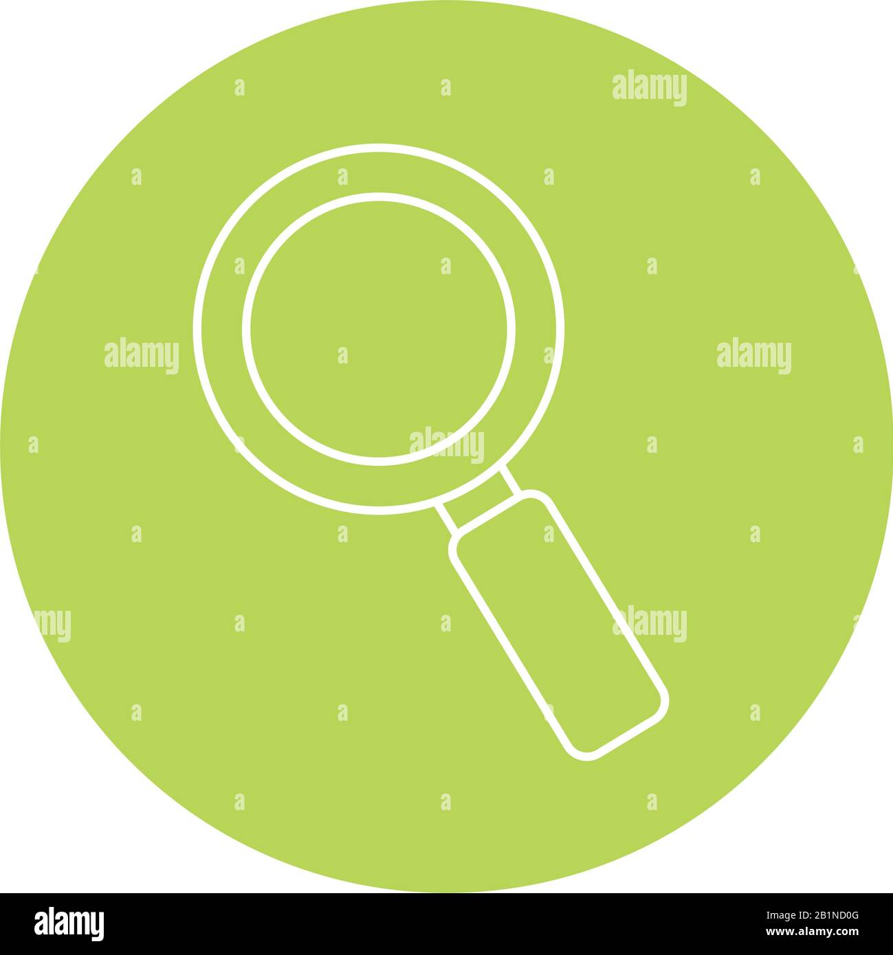 magnifying glass icon over green circle and white background, vector ...