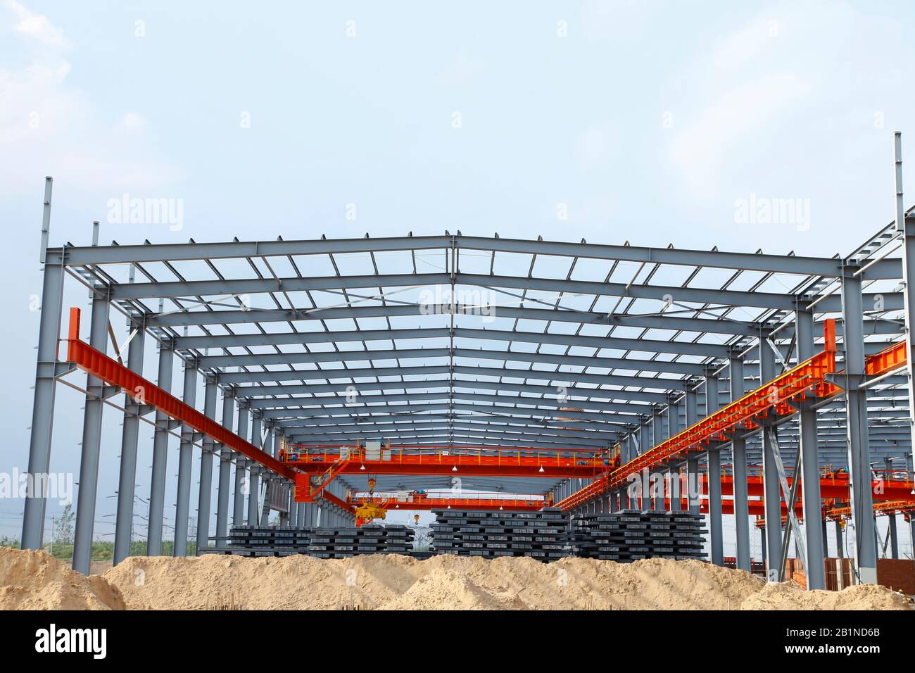 In the construction site, steel structure is under construction Stock ...