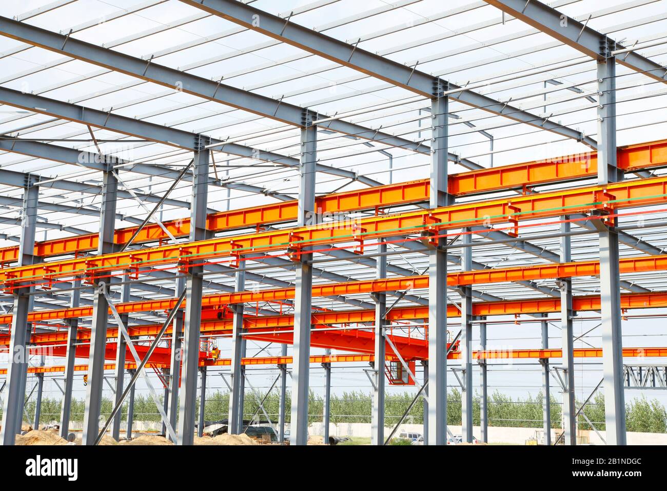 In the construction site, steel structure is under construction Stock ...