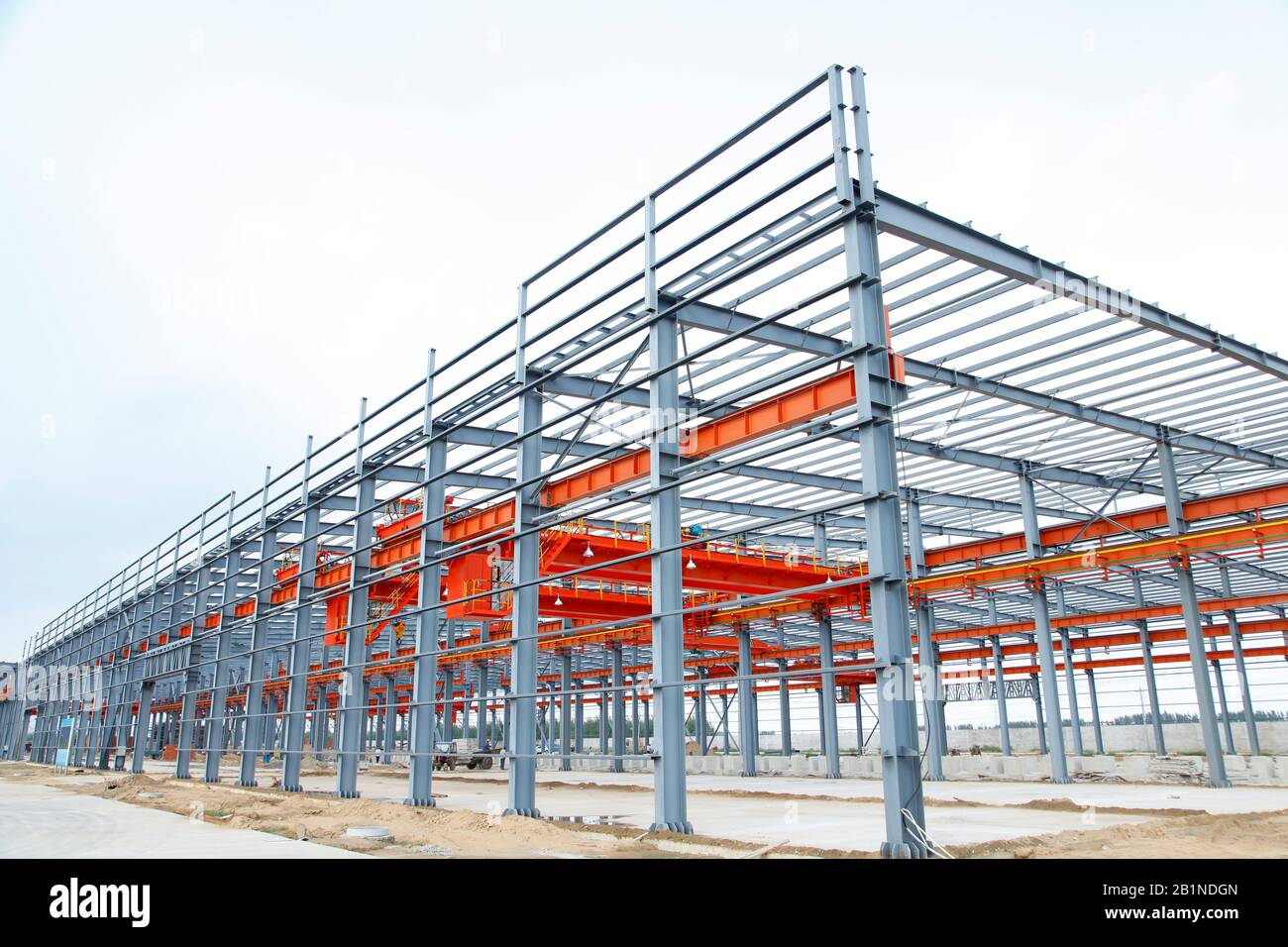 In the construction site, steel structure is under construction Stock ...