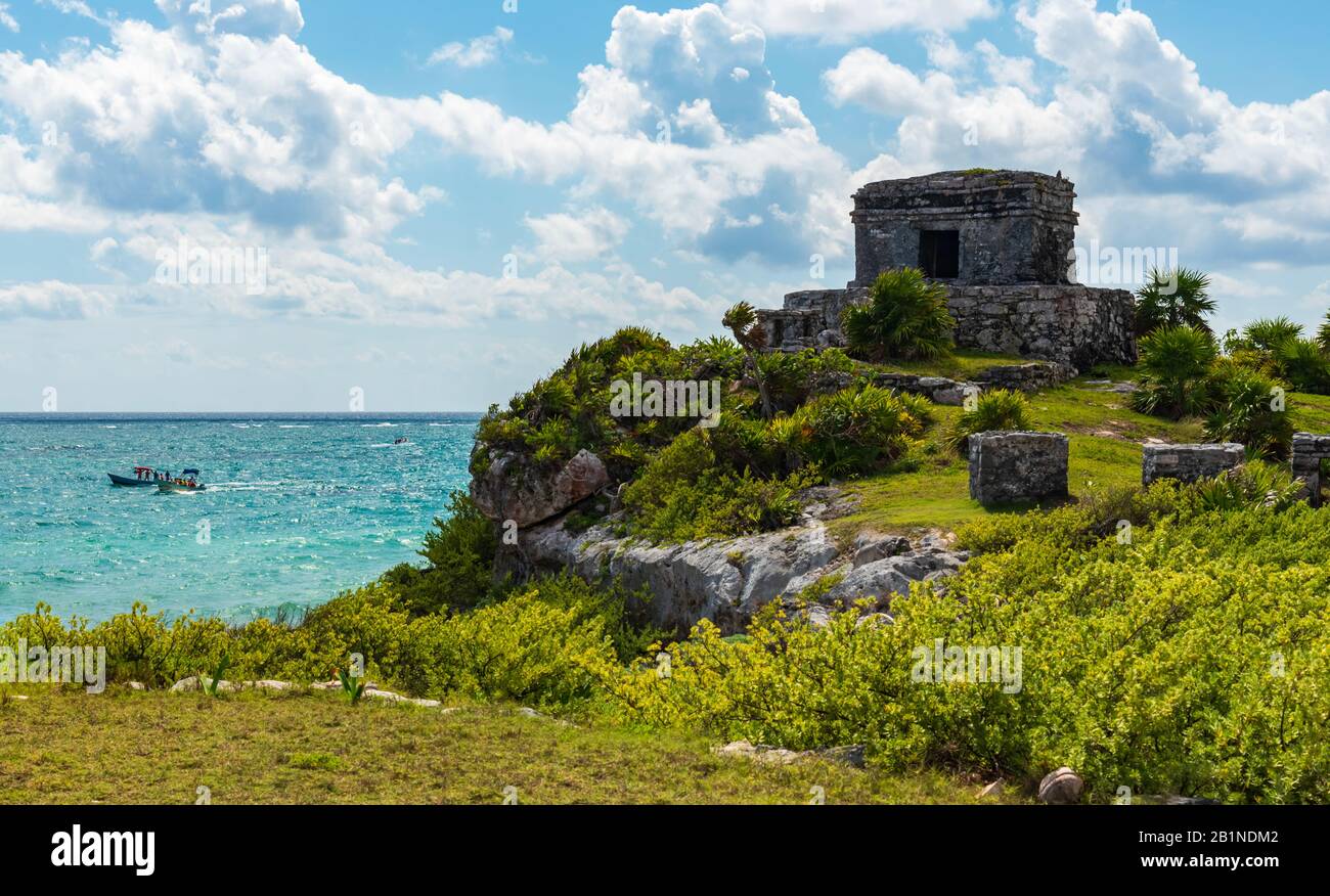 Tulum, Quintana Roo, Mexico - January 31, 2019: View of the famous ...