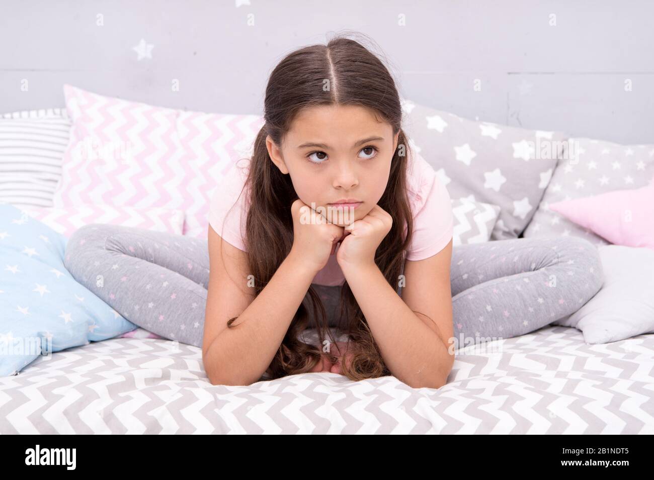 Relaxation Exercises for Falling Asleep. Little girl in pajamas get ...