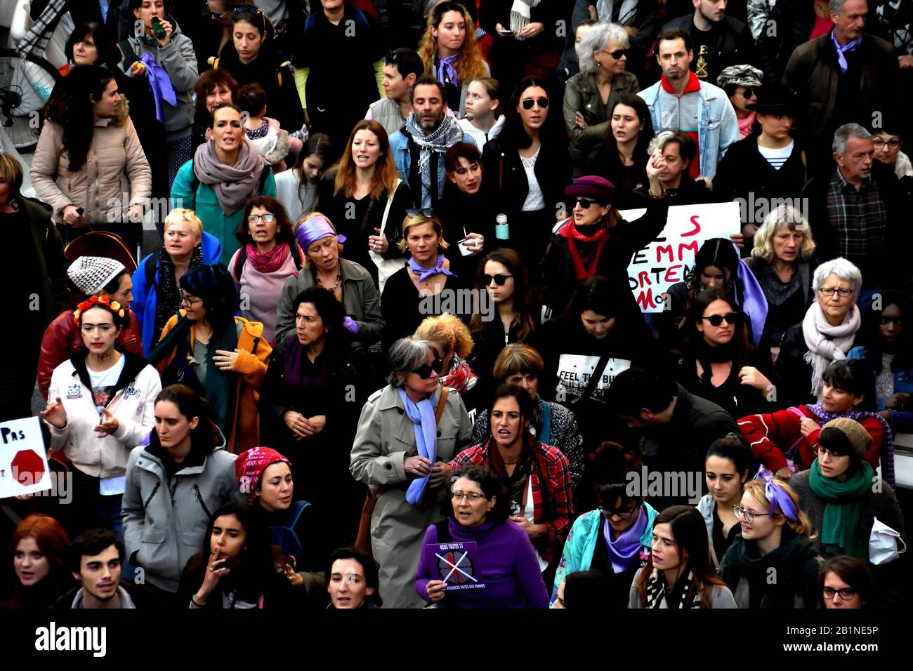 Marseille, France. 24th Nov, 2018. Women march on the streets of ...