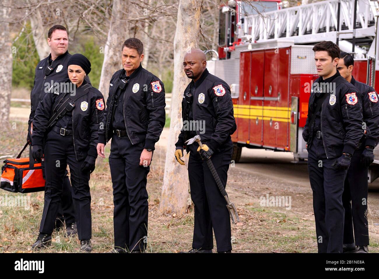 9-1-1: LONE STAR, (aka 911: LONE STAR), from left: Jim Parrack, Natacha ...