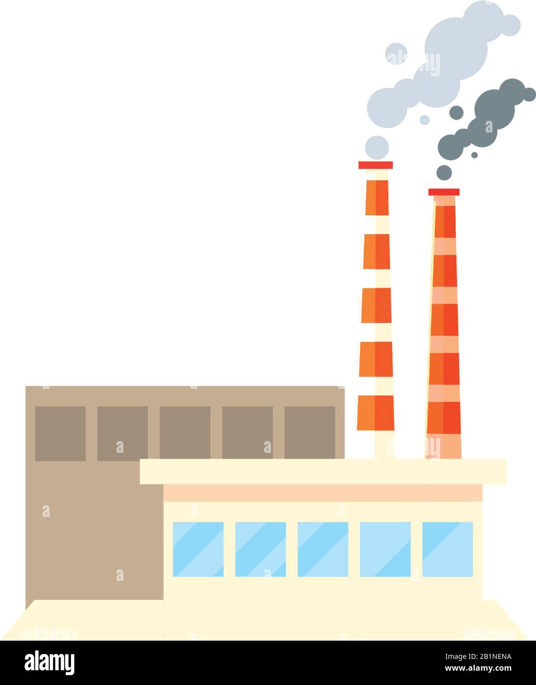 factory with smoke clouds on white background vector illustration ...