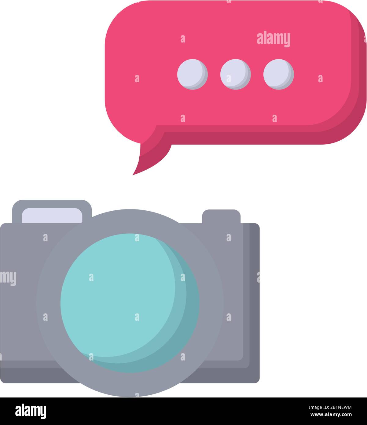 photographic camera and speech bubble icon over white background ...