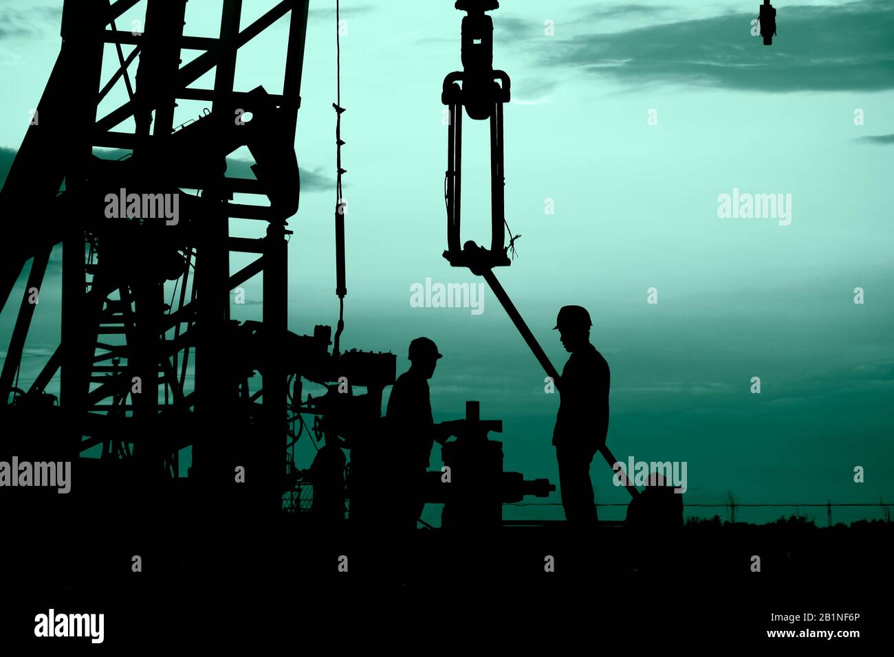 oil field, the oil workers are working Stock Photo - Alamy