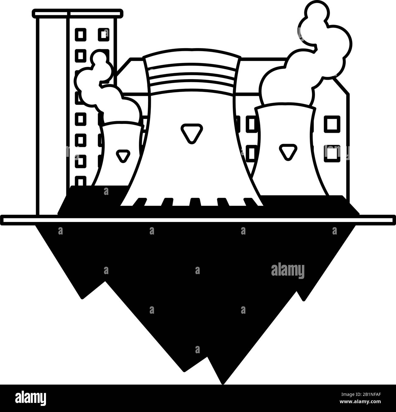 nuclear reactor over terrain over white background vector illustration ...