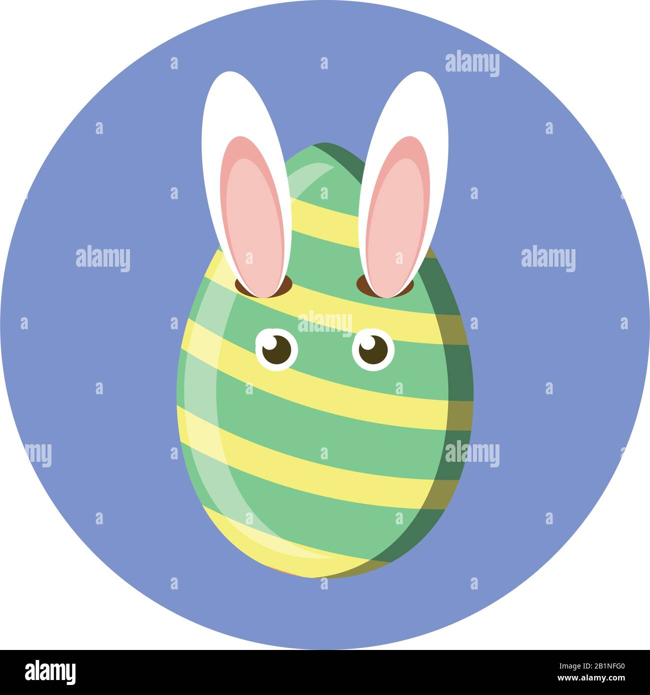 easter egg with bunny eyes and ears over white background, block style ...
