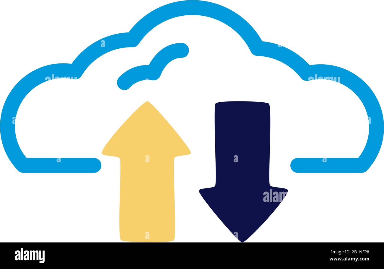 cloud computing with arrows down and up load lineal color style Stock Vector Image & Art - Alamy