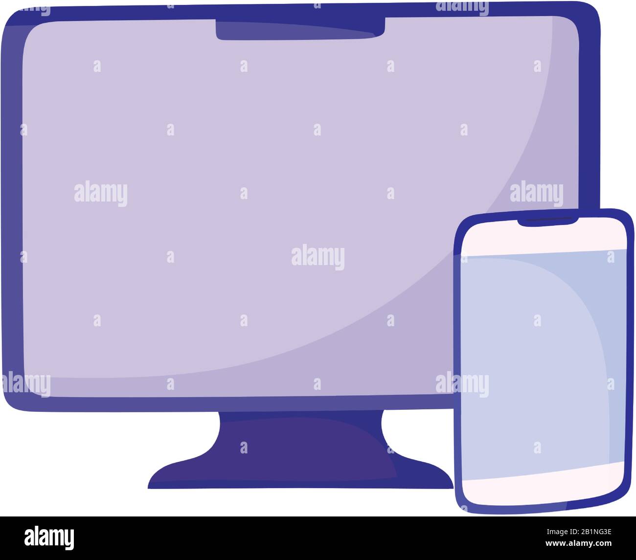 desktop computer and smartphone icon over white background, vector ...