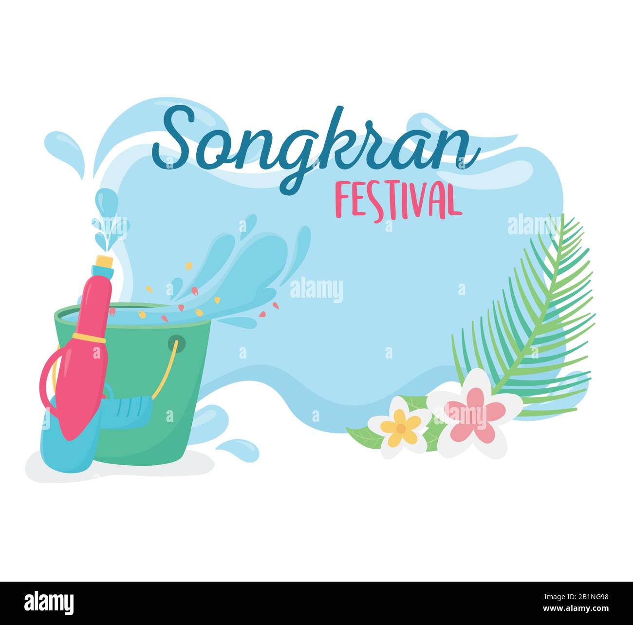 songkran festival plastic water gun bucket flowers card celebration ...