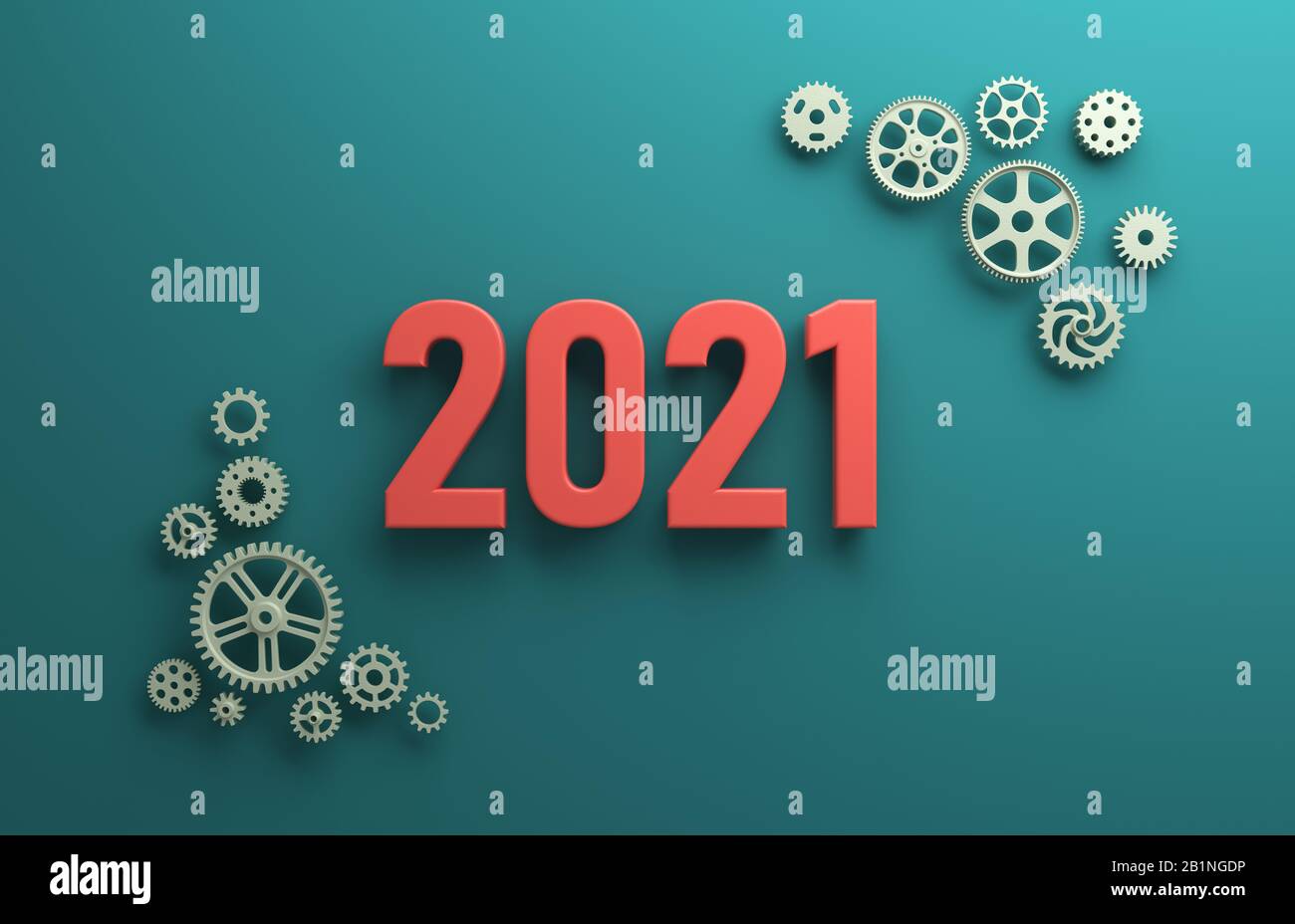 New Year 2021 Creative Design Concept with Gears - 3D Rendered Image ...