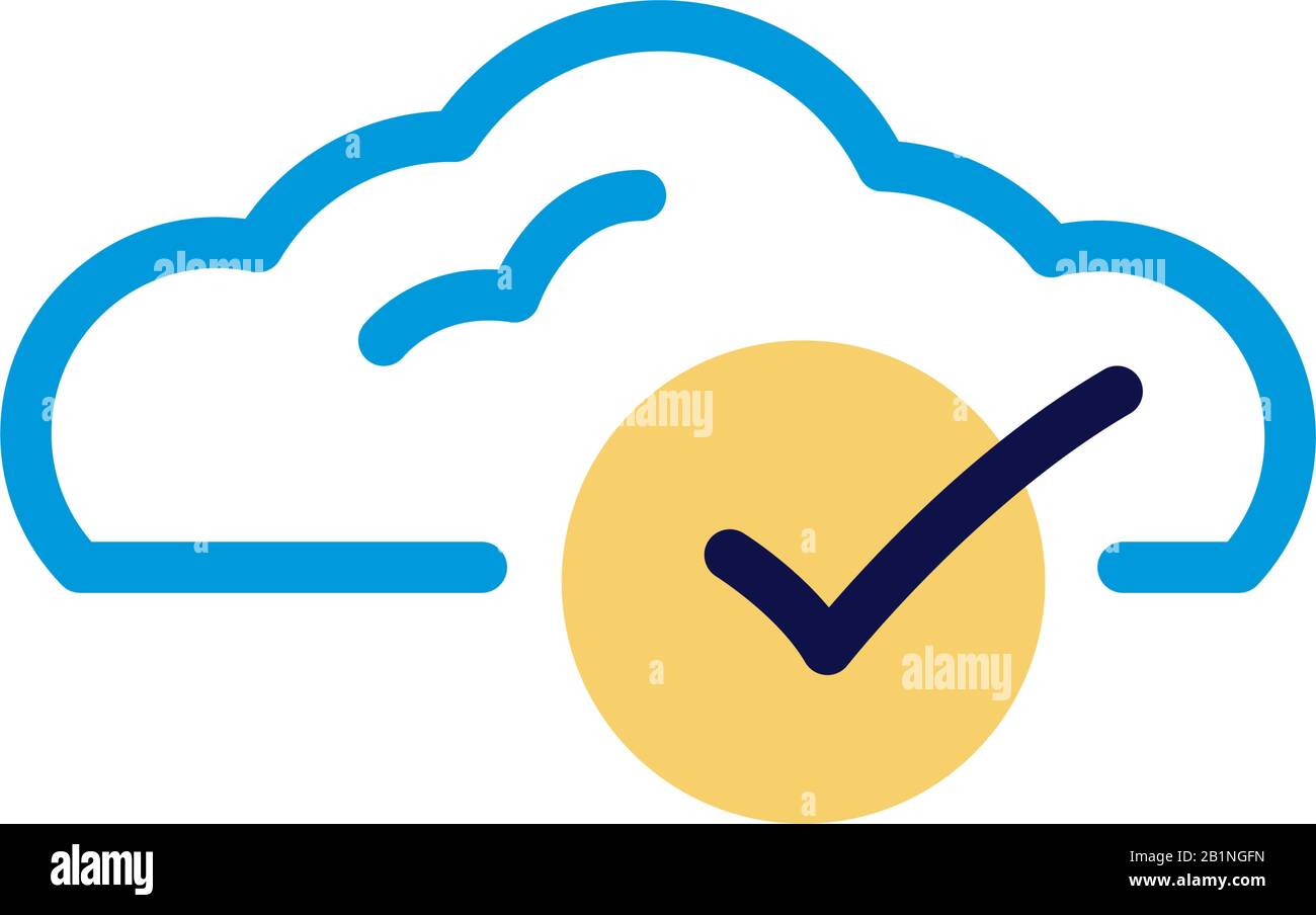 cloud computing with check symbol lineal color style Stock Vector Image & Art - Alamy