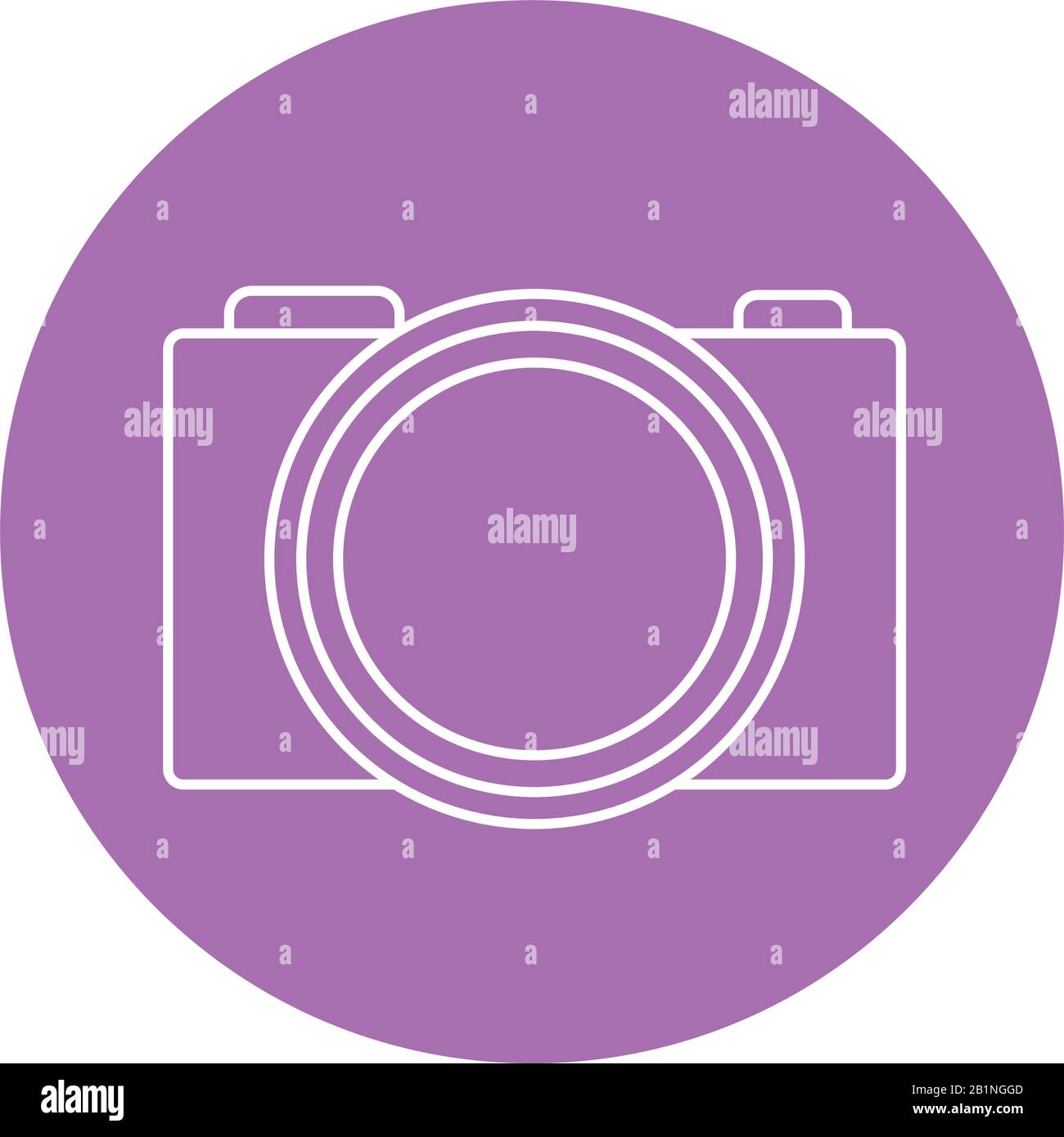 camera icon over purple circle and white background, vector ...