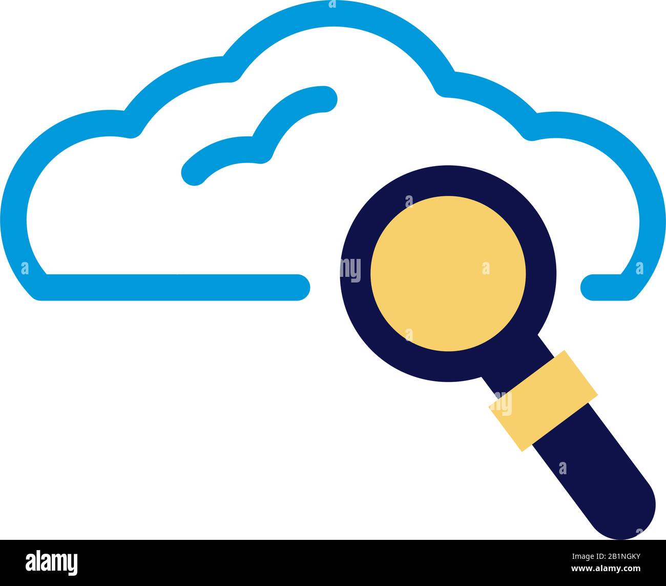 Cloud Computing With Magnifying Glass Lineal Color Style Stock Vector Image And Art Alamy