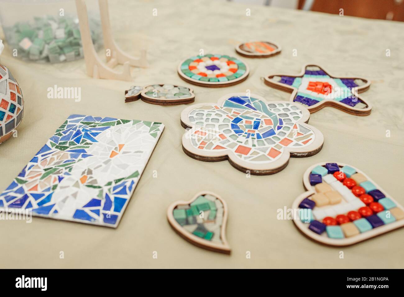 hobby and hobby collecting paintings and objects from colorful ceramic ...