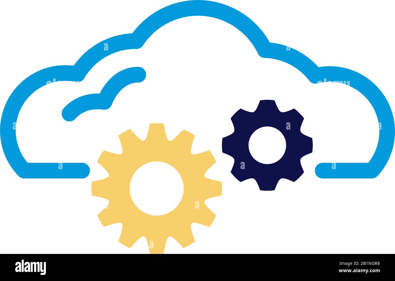 cloud computing with gears lineal color style Stock Vector Image & Art - Alamy