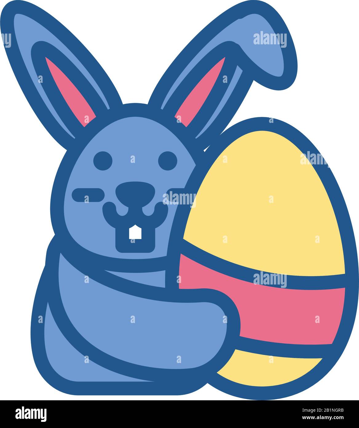cute rabbit with easter egg icon over white background, colorful and ...