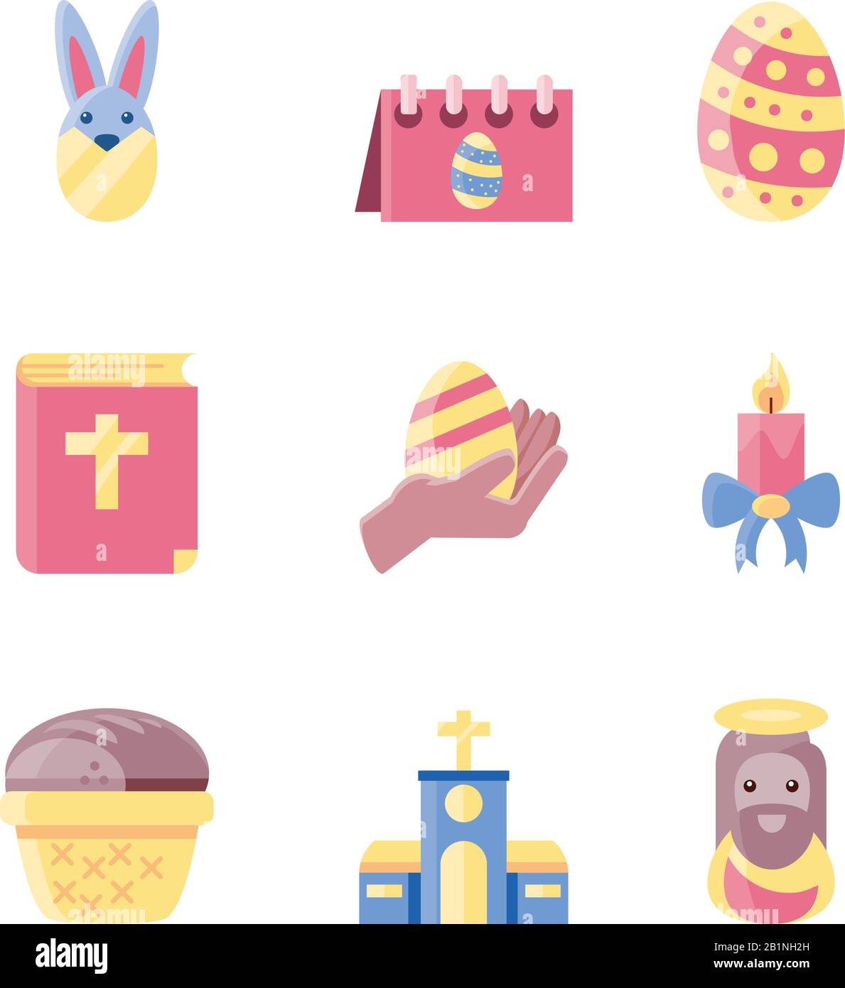 catholic and happy easter icons set over white background, flat style ...