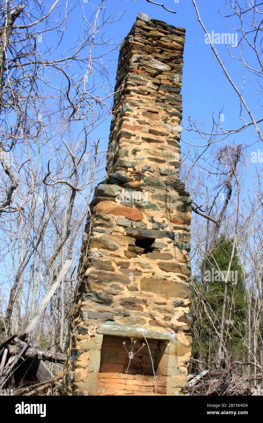 House chimney remaining standing after house falling into ruin in ...